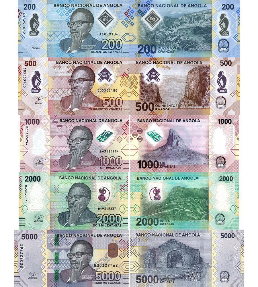 Купити 5 billetes 200, 500, 1000, 2000, 5000 Kwanzas, Angola, 2020 ...